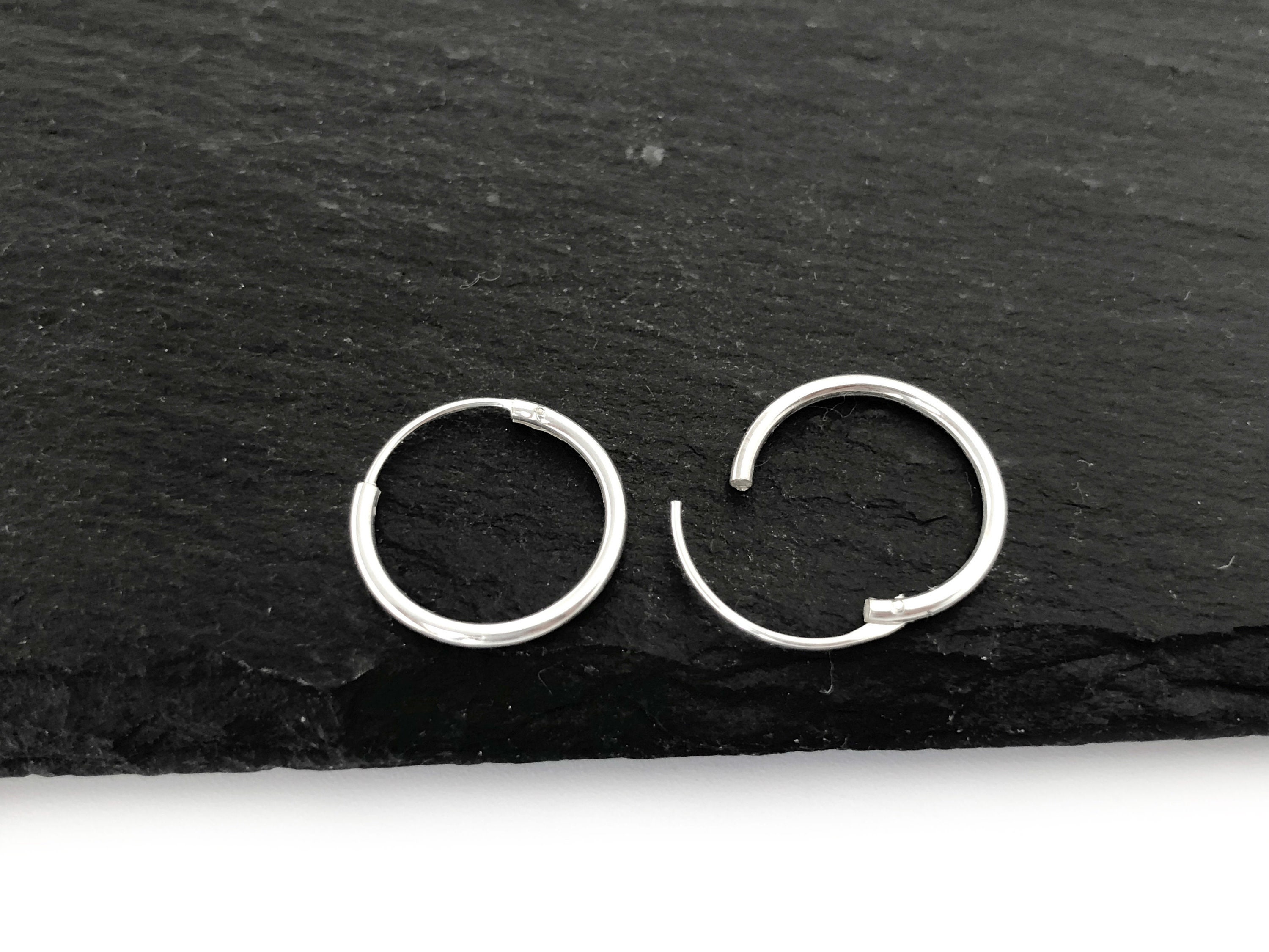 925 Silver Hoop Earring 14mm Tiny Silver Hoop Simple Endless - Etsy