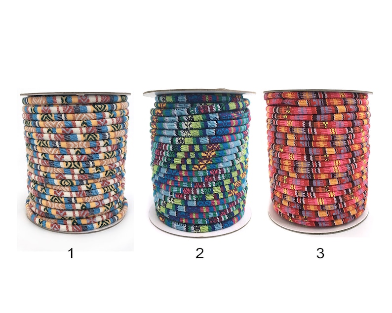 6mm Ethnic Cord, Fabric Cord, Multicolor Cord, Necklace Cord, Bracelet ...