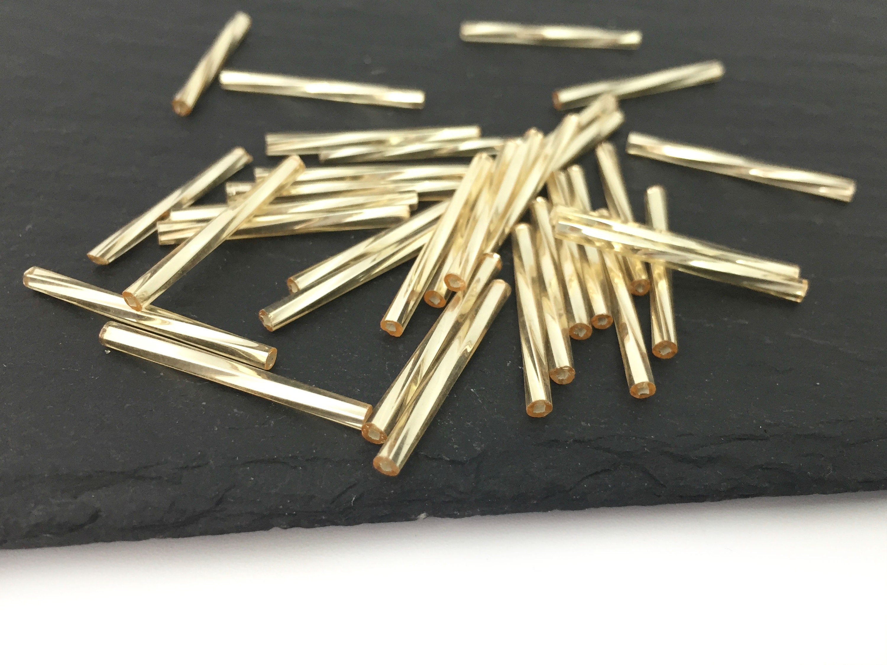 20g 25mm Twisted Bugle Bead Long Bugle Bead Czech Seed | Etsy