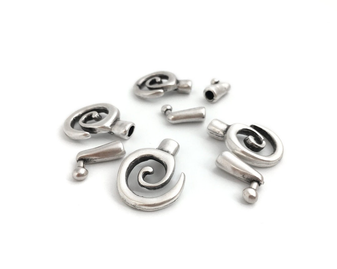 Big Cloak Clasp, Spiral Pendant Clasp, Antique Silver Clasp, Leather ...