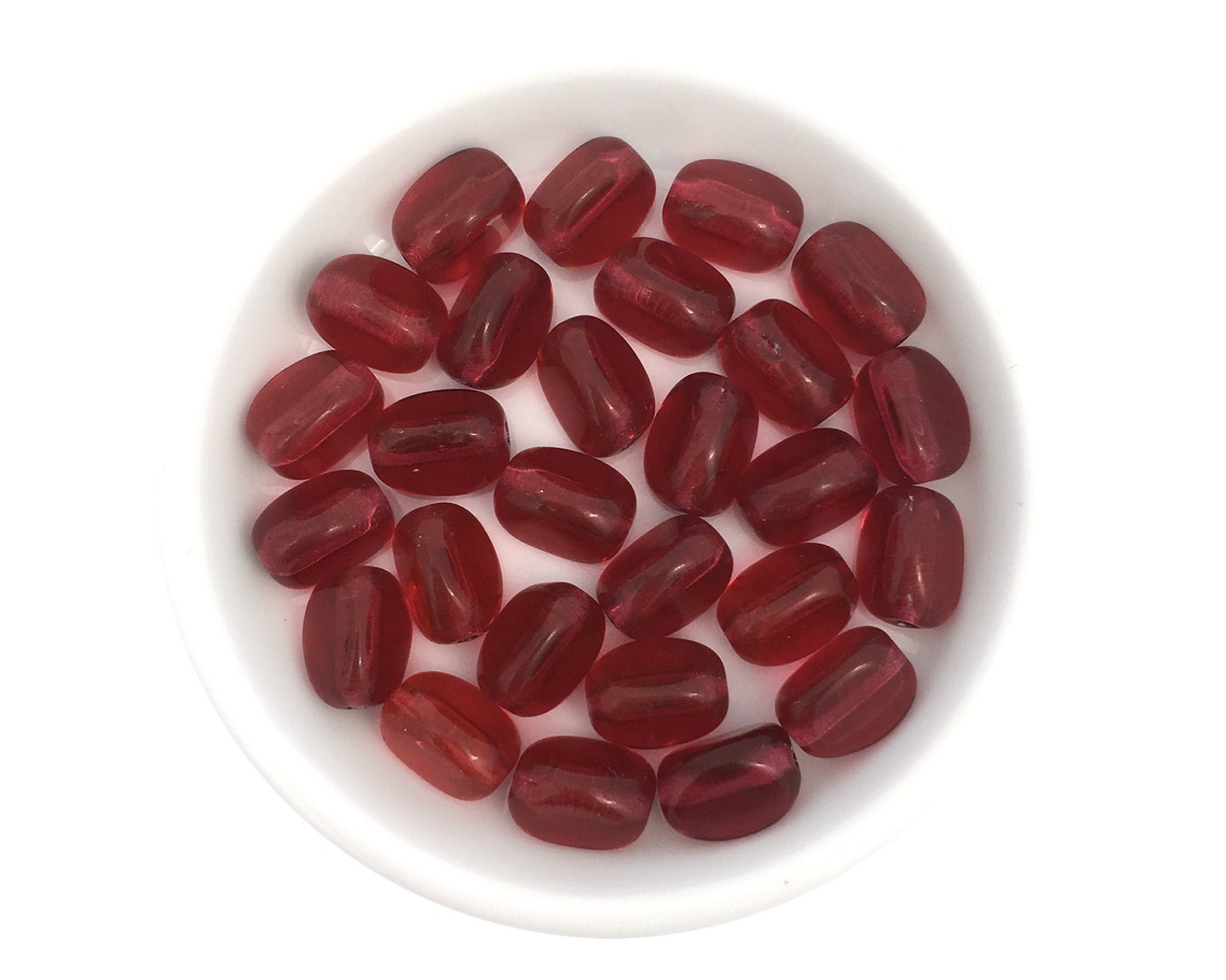 Cranberry Red Pinch Bead Oval Glass Bead Czech Bead - Etsy