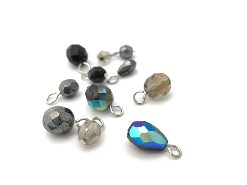 Bulk Lot 100 Dangle Bead Charm Mix, Gray Black Bead Mix, Assorted Charm ...