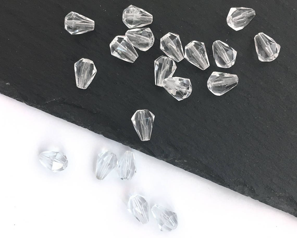 20 Clear Teardrop Bead, Glass Teardrop Bead, 7x9 Faceted Teardrop ...