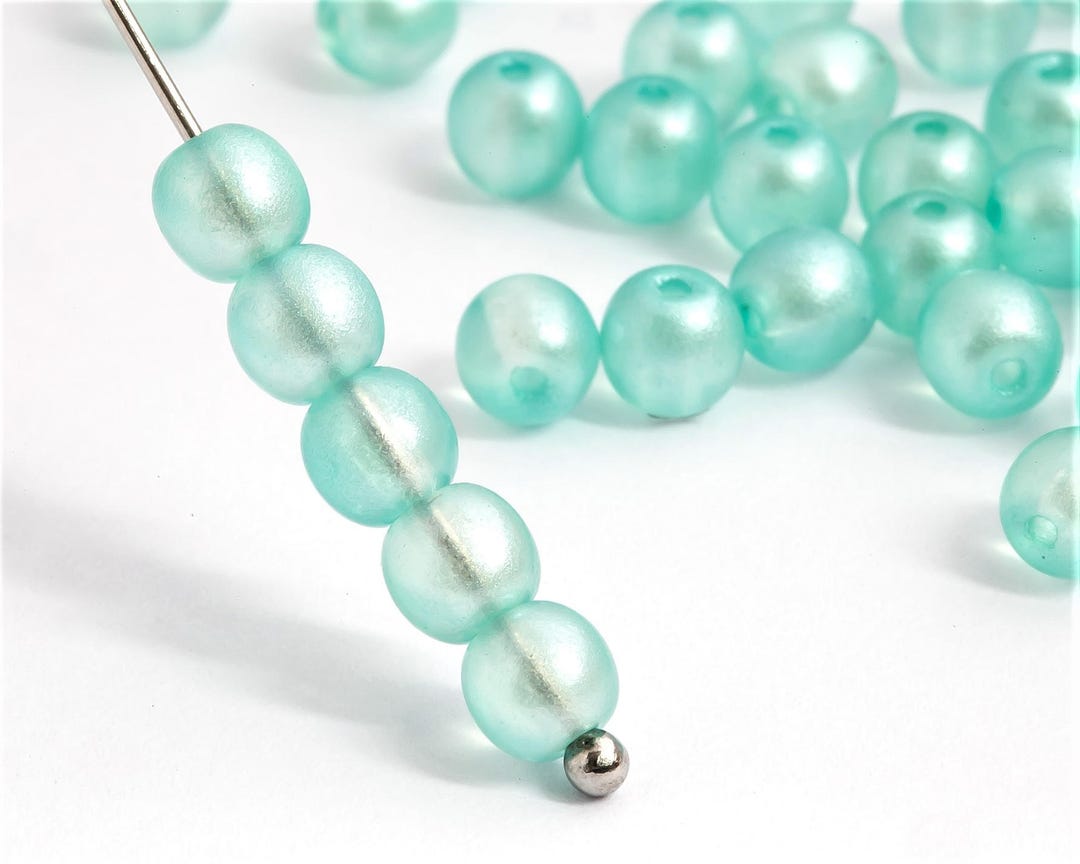 50 Silky Green Druk Bead, Smooth Round Bead, 5mm Spacer Bead, Czech ...