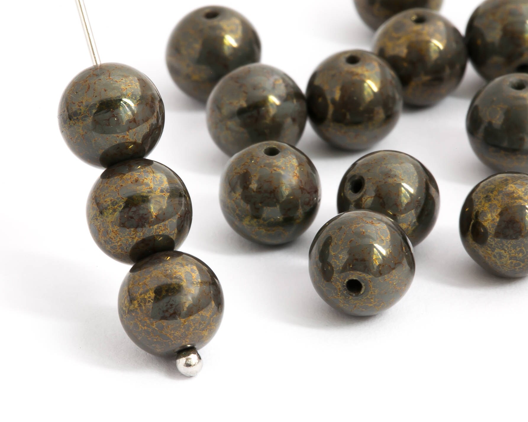 20 Rustic Bronze Bead, 8mm Druk Bead, Czech Glass Bead, Smooth Round ...