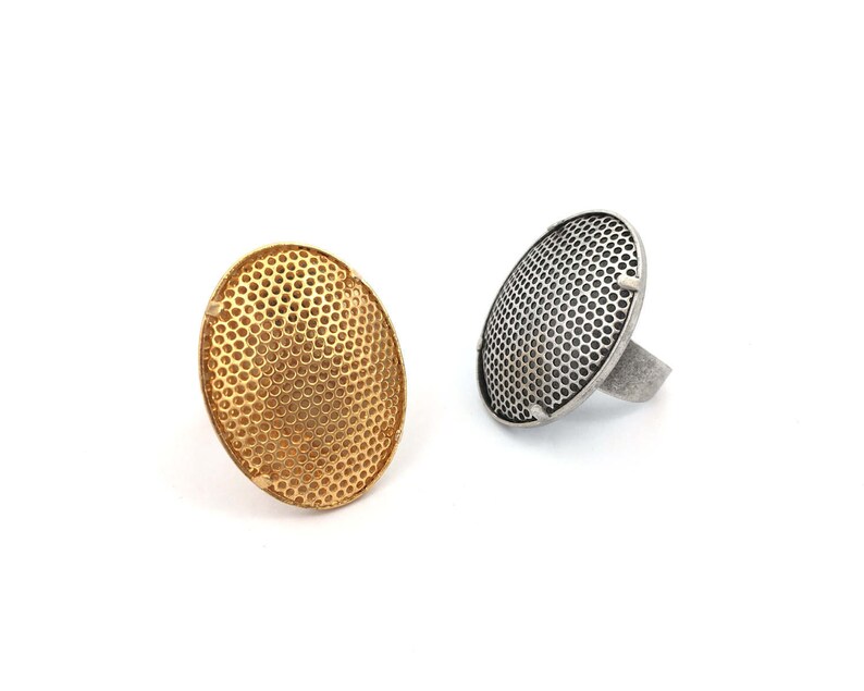 Adjustable Ring Base With Perforated Beading Disc, Oval Ring Blank ...