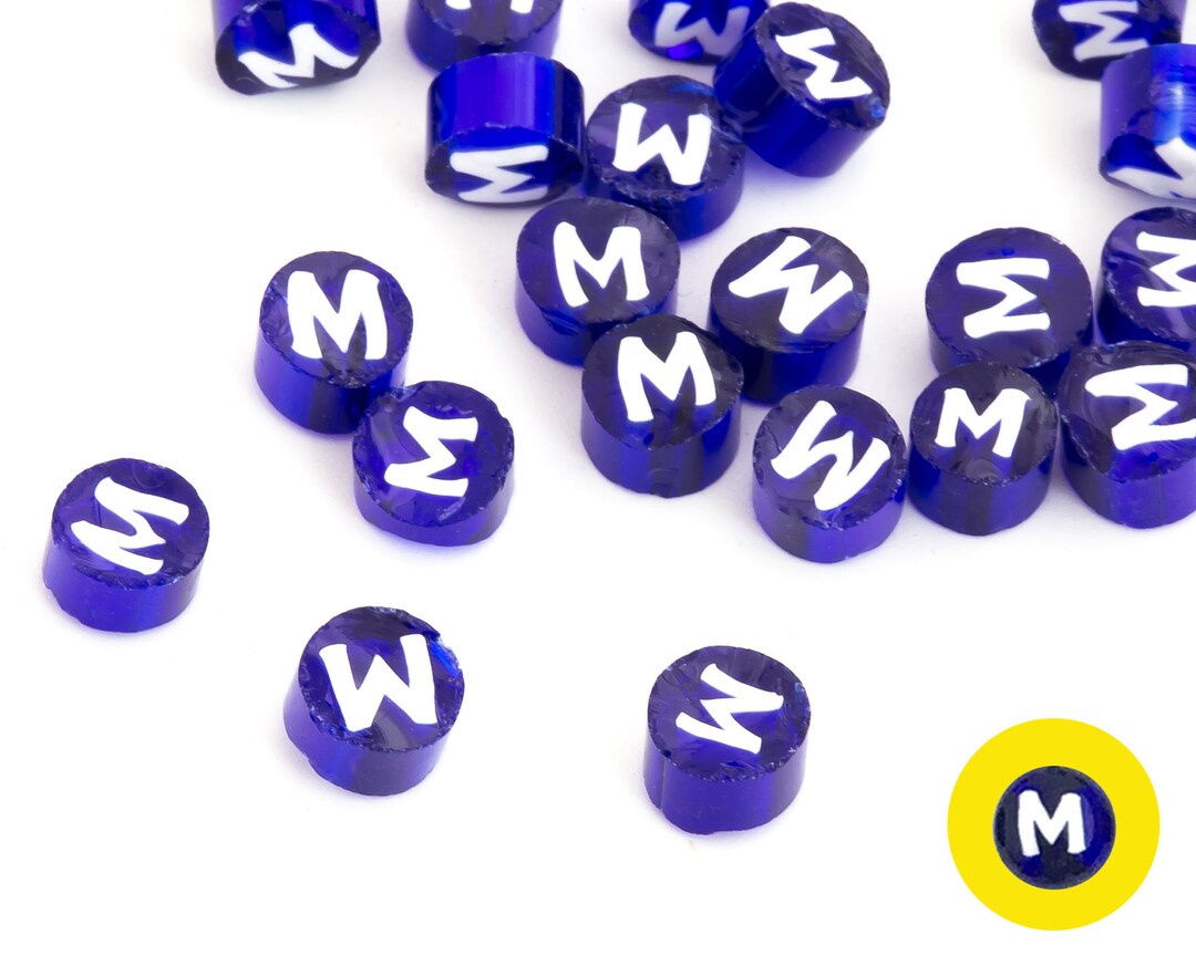 Murrini Millefiori Alphabet M, Glass Letter, Blue White, COE104 ...