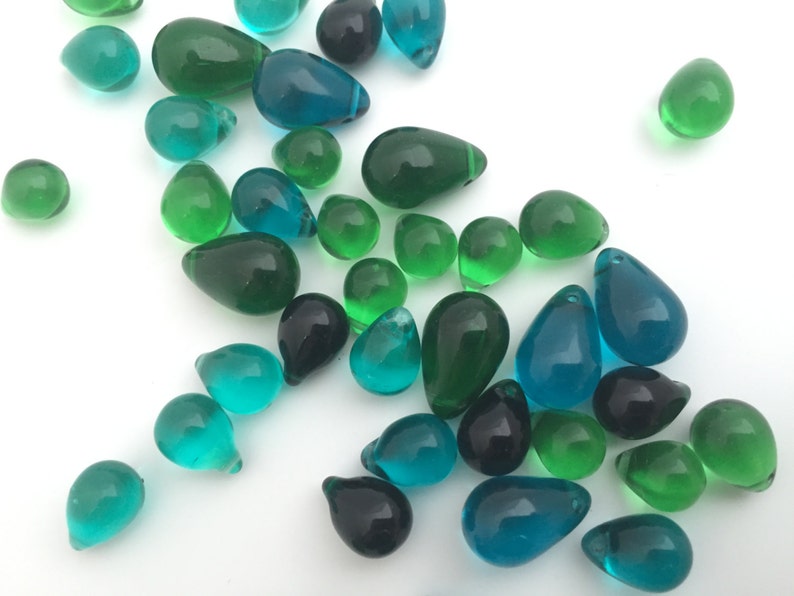 Green Teardrop Bead Mix Assorted Bead Mixed Lot Czech Bead - Etsy