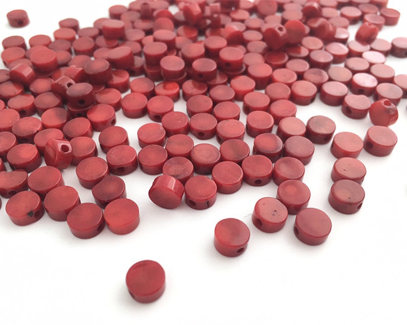 6mm Coral Red Jade Stone Coin Bead Loose Gemstone Spacer - Etsy