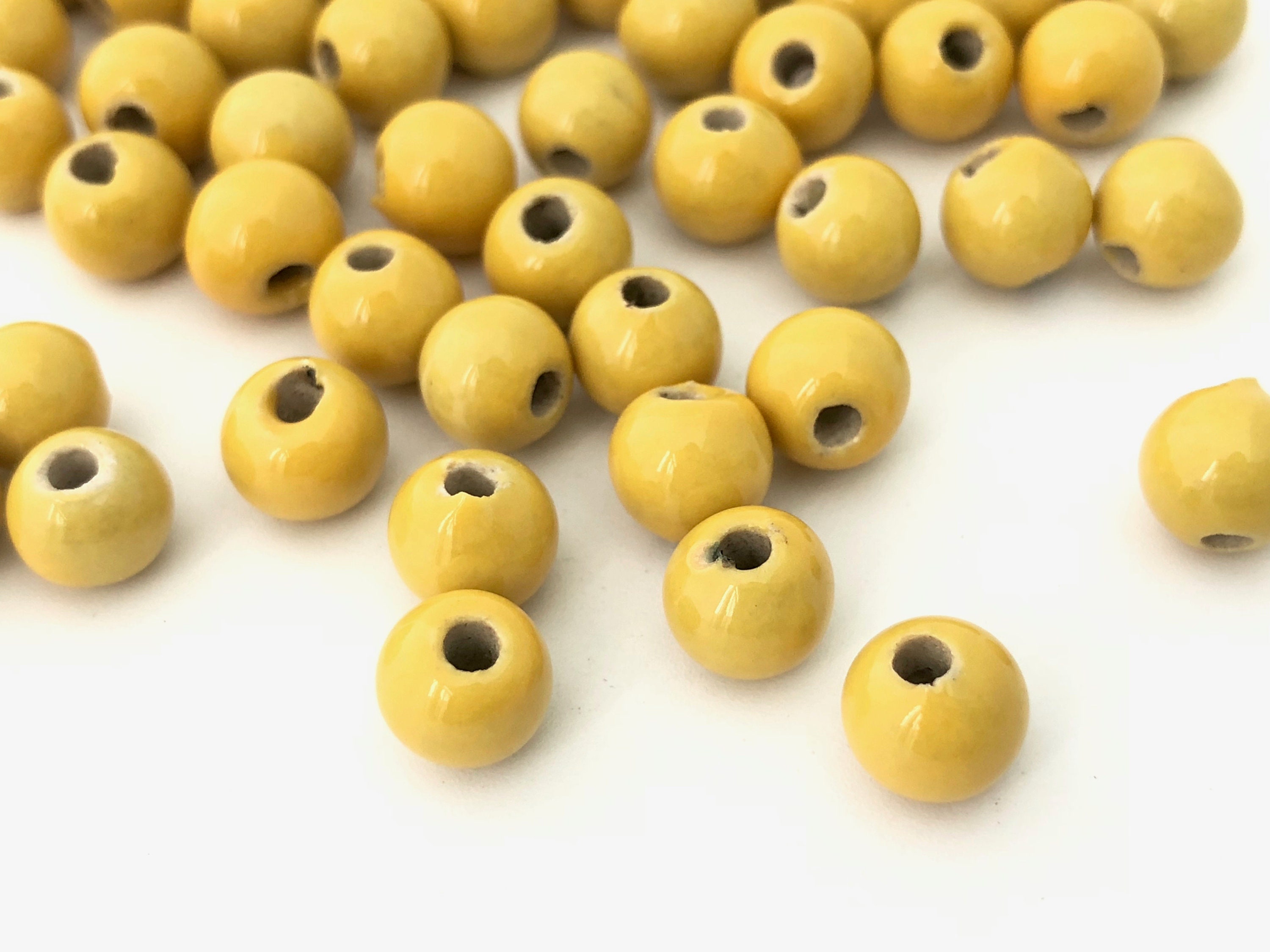 20pc 8mm Smooth Round Ceramic Bead, Clay Bead, Porcelain Bead, Boho ...