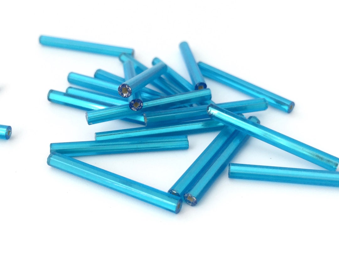 25/30mm Long Bugle Bead Blue, Czech Bead, Seed Bead, Tube Bead, Fringe ...
