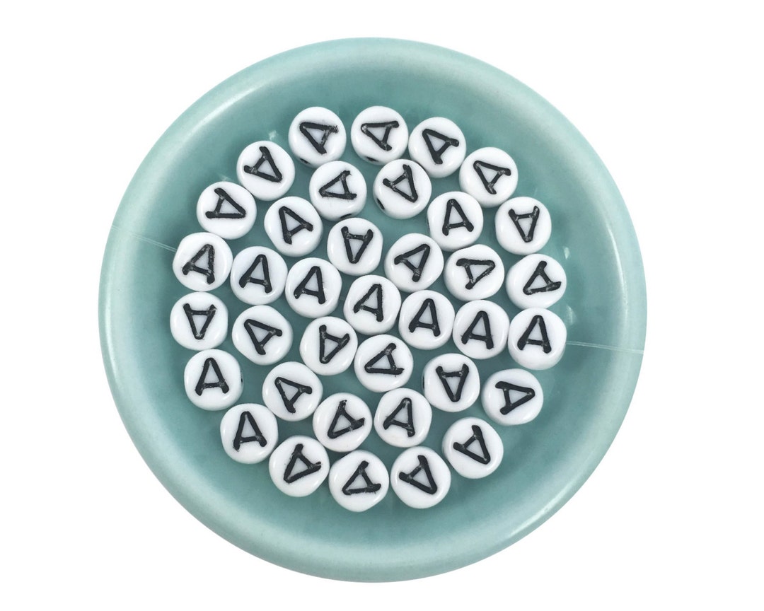 20 Alphabet Bead, Letter A, Letter Bead, Alphabet Letter, White Letter ...