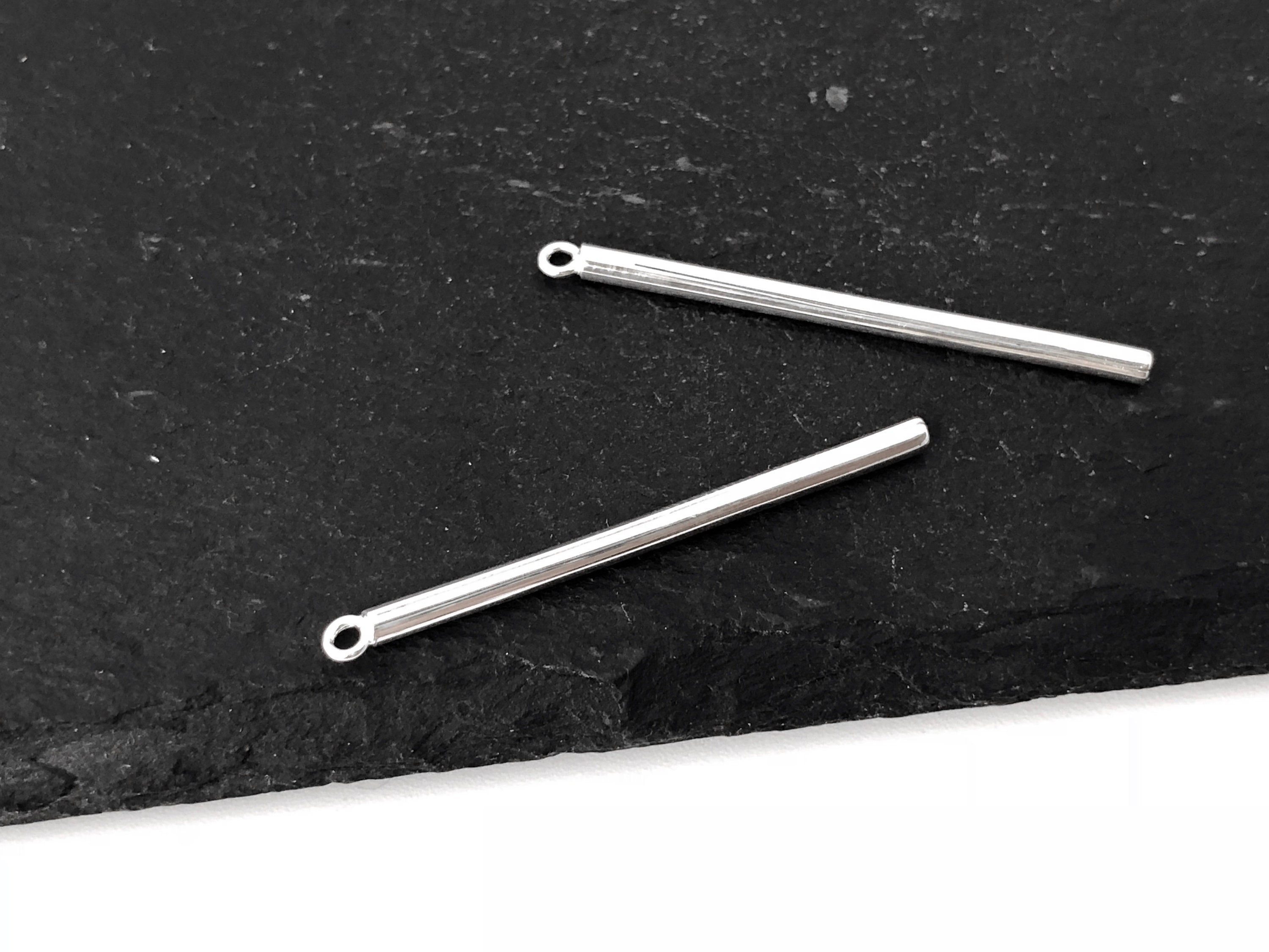 2 Pcs 925 Sterling Silver Bar Charm Long Stick Bar With Loop | Etsy
