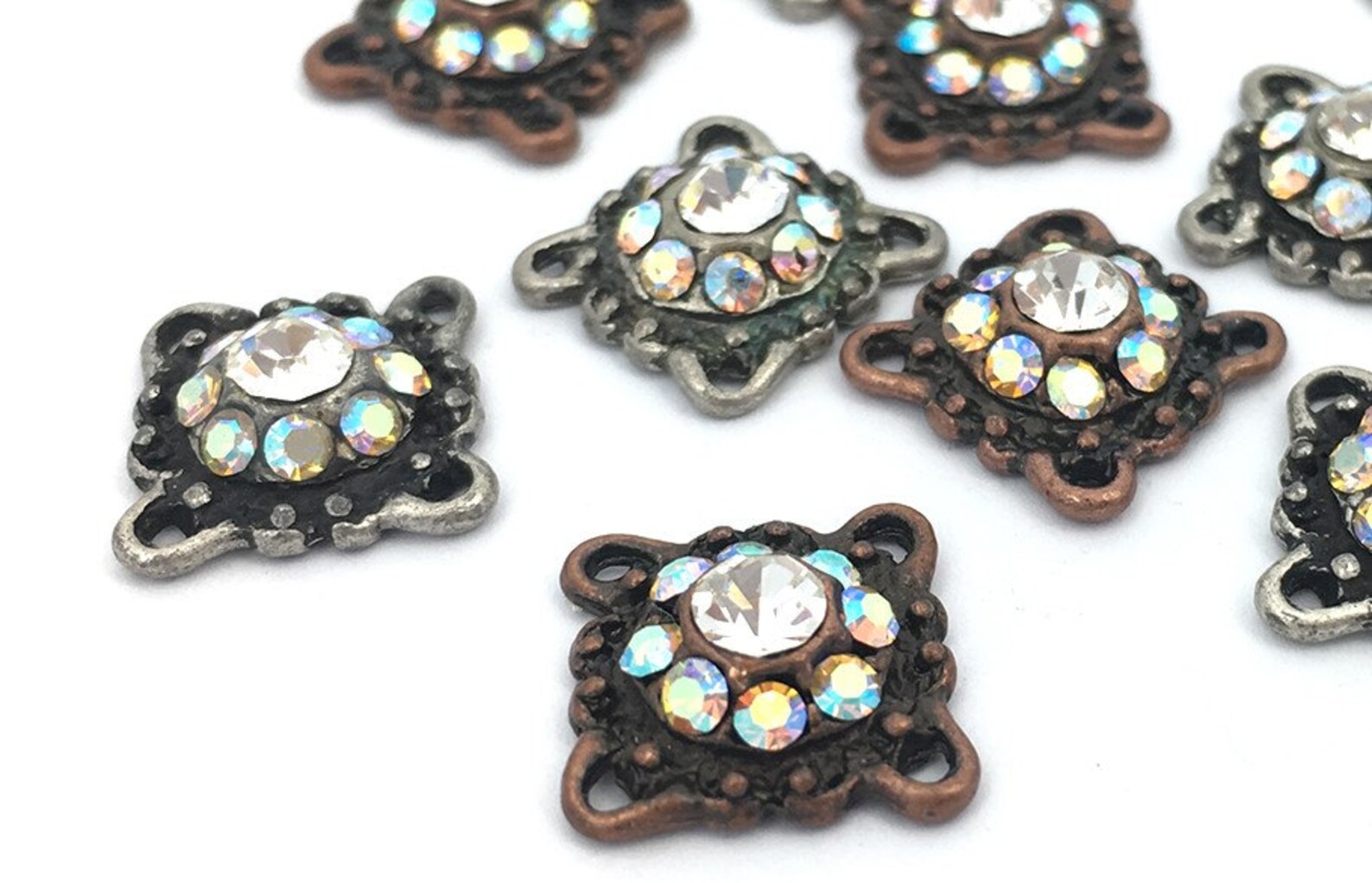 4 Rhinestone Connector Square Connector Necklace Connector - Etsy