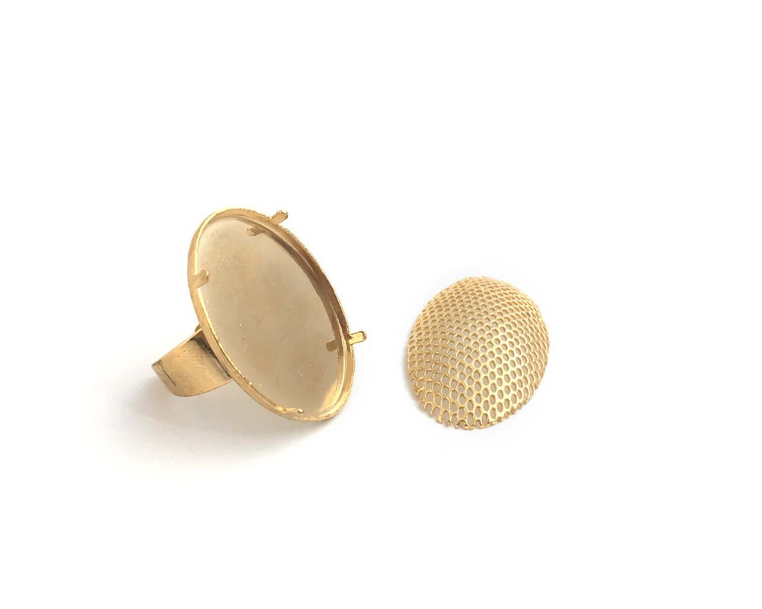 Adjustable Ring Base With Perforated Beading Disc, Oval Ring Blank ...