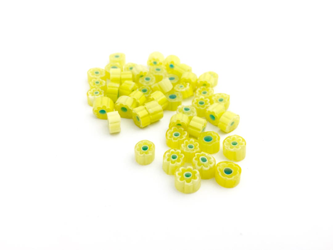 Murrini Millefiori, Yellow, 6-7mm, Transparent, Mosaic Art, Lampwork ...