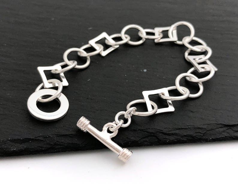 925 Silver Bracelet Toggle Bracelet Link Chain Bracelet - Etsy