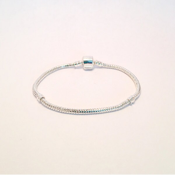 Silver Plated Snake Chain Bracelet European Style With Barrel - Etsy