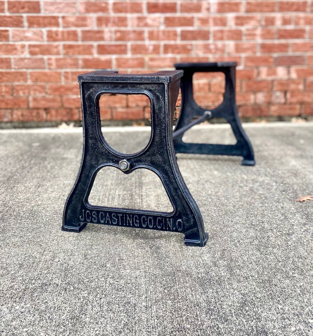 Cast Iron Bench/coffee Table Legs 2 Pack Industrial Embossed “ RUSTIC ...