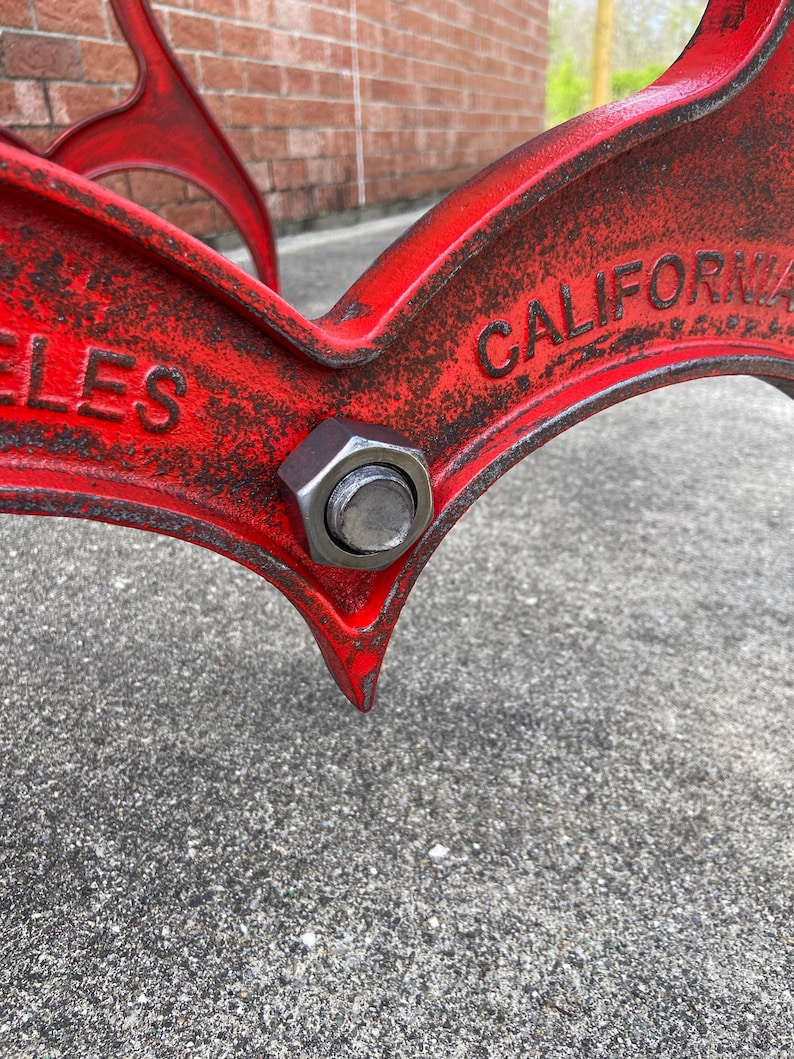 28 Dining Height rustic Fire Engine Red Cast Iron Legs | Etsy