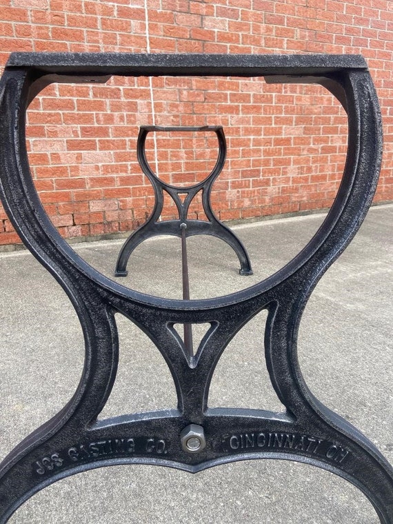 28" Cast Iron Dining Table Base in Rustic Black with Cinncinnati ...