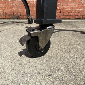 Cast Iron Counter Height 33” Trestle Legs on Casters. Industrial ...