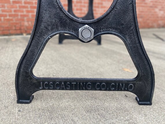 29" Cast Iron Dining Table Base in Rustic Black with JCS Embossment ...