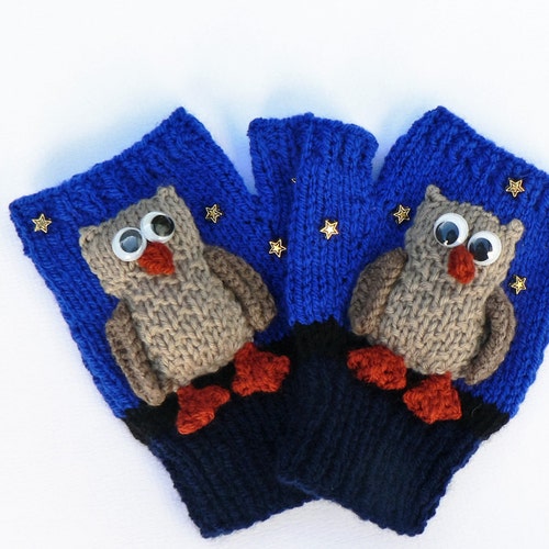 Night Owl Mittens Knitting Pattern - Etsy
