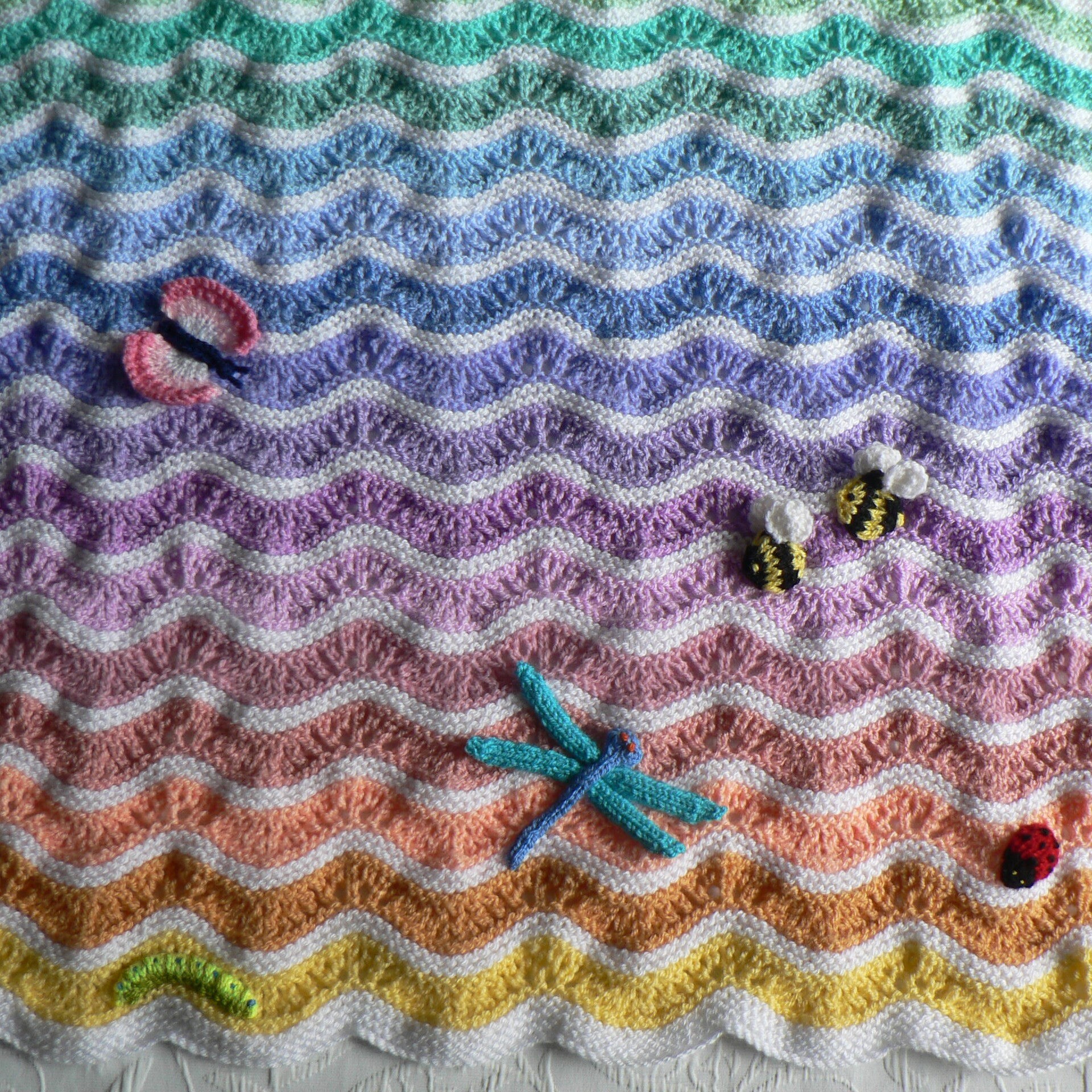 RAINBOW RIPPLES Buggy Blanket Knitting Pattern - Etsy