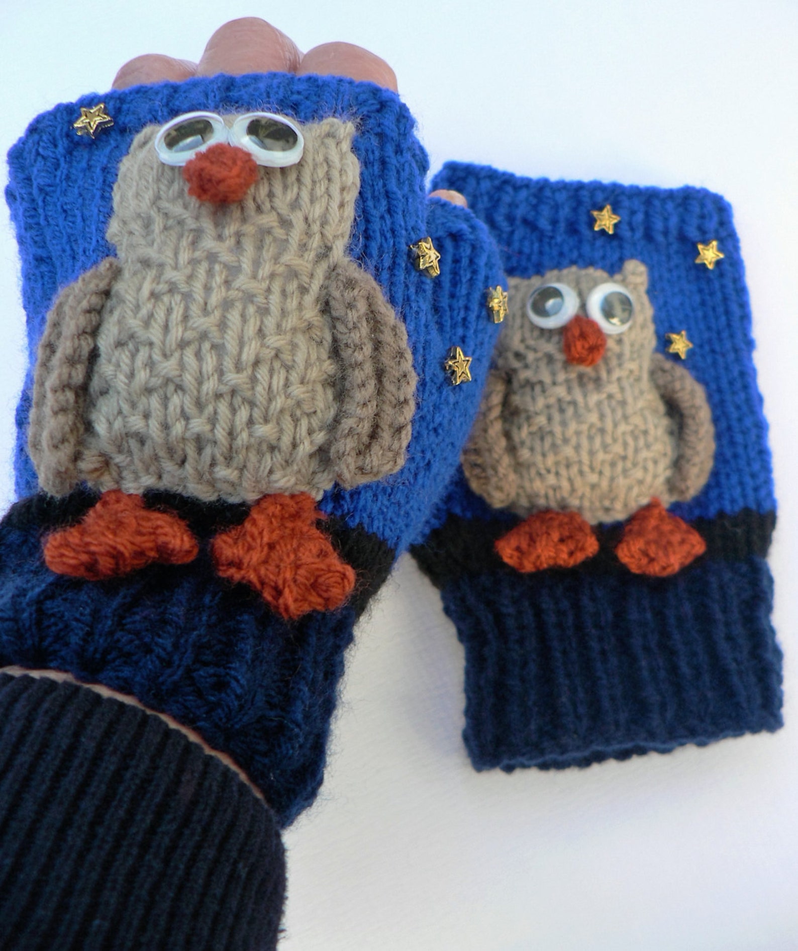 Night Owl Mittens Knitting Pattern - Etsy