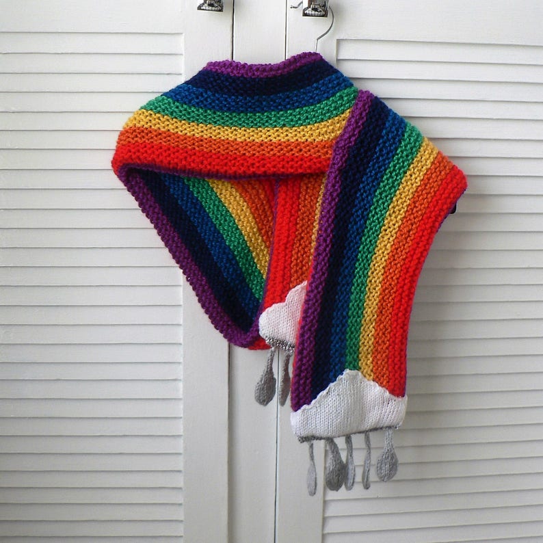 Knitting Pattern Raindrops & Rainbows Scarf - Etsy