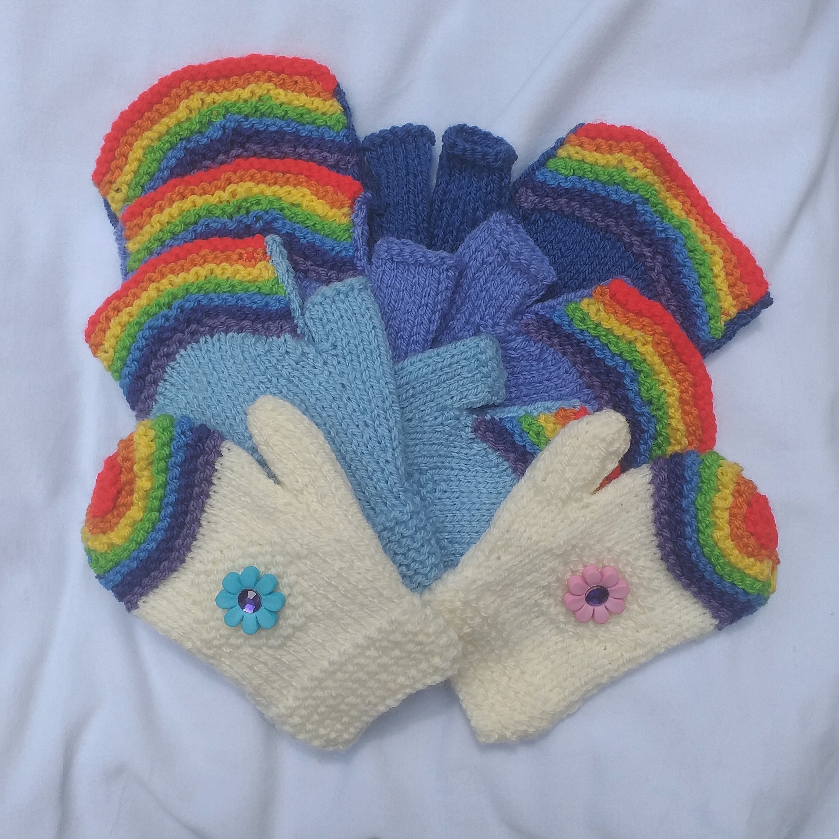 RAINBOW MITTENS Pdf Knitting Pattern - Etsy