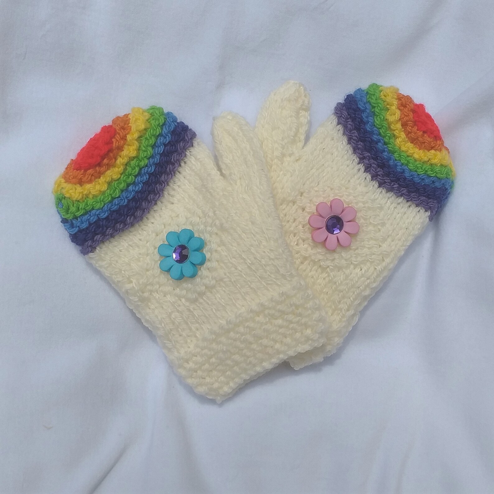 RAINBOW MITTENS pdf knitting pattern | Etsy