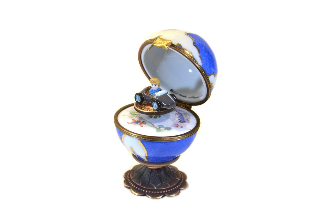 Blue Music Box With Mini Car. French Original and Unique Gift From the ...