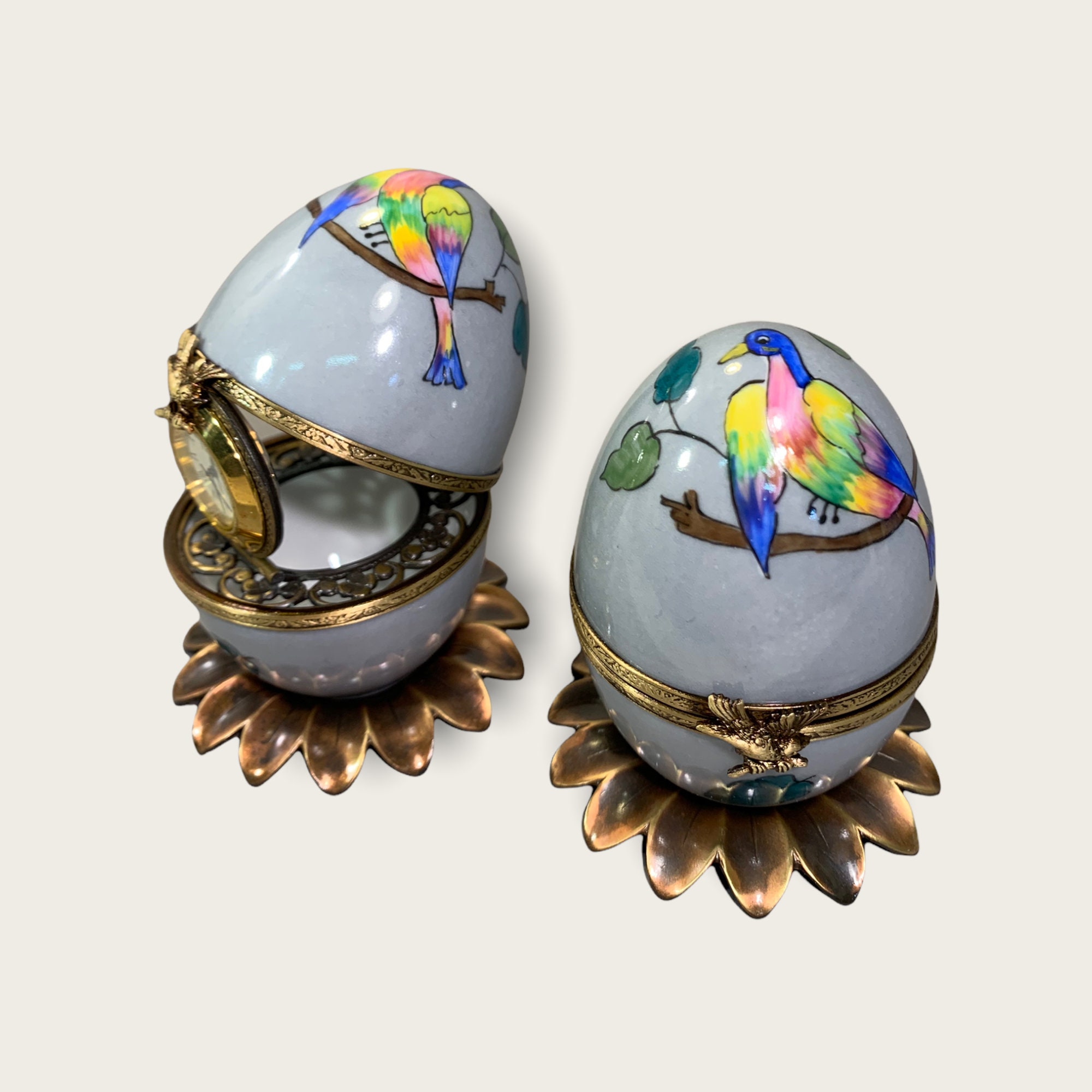 Clocks Bird clock hand-painted Limoges porcelain customizable keepsake ...