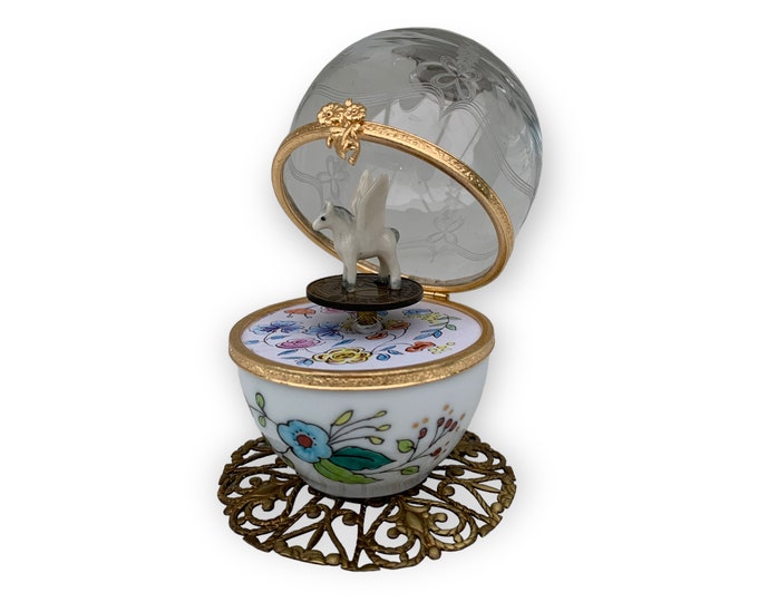 Pegase Winged Horse Fairy Tales Automaton Trinket Limoges Musical Egg ...