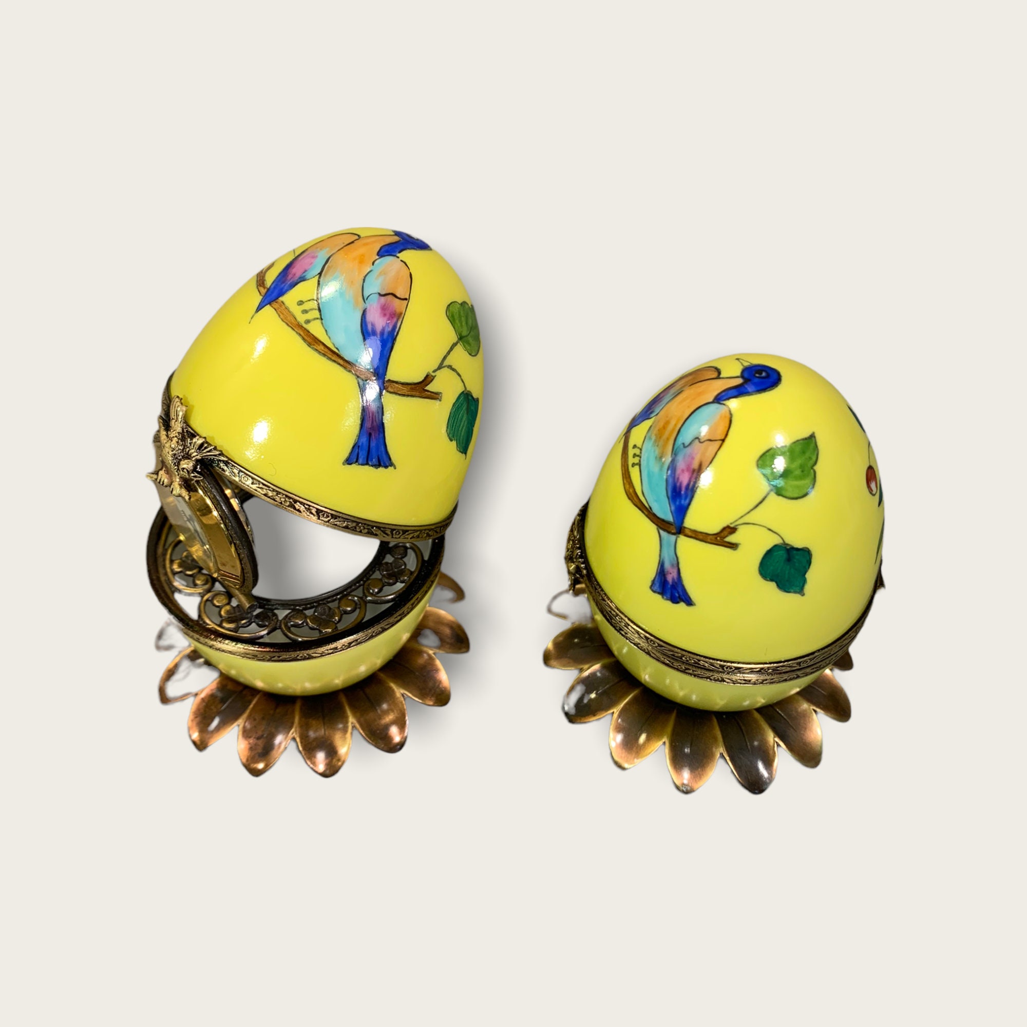 Clocks Bird clock hand-painted Limoges porcelain customizable keepsake ...