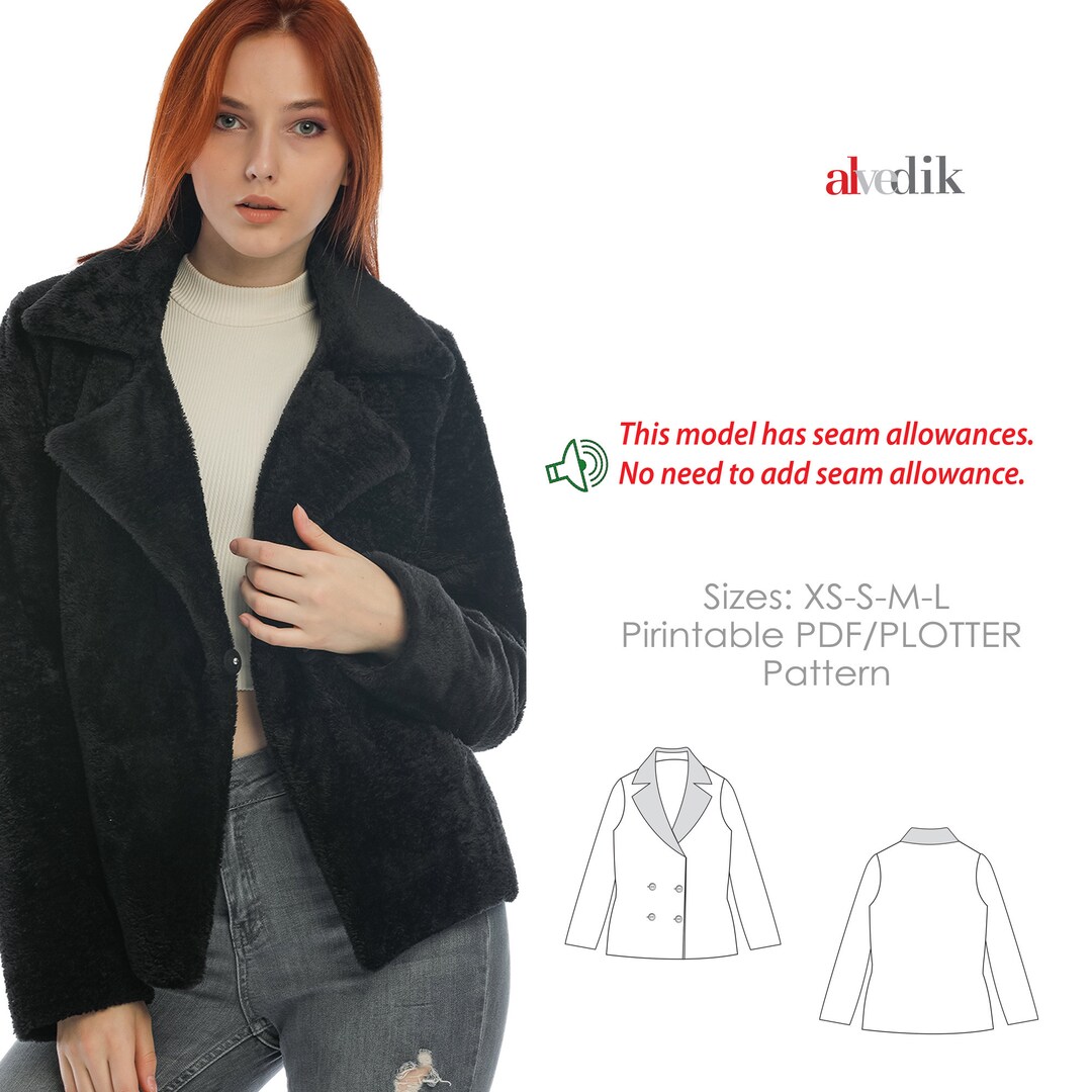 Buttoned Faux Fur Coats Sewing PDF Patterns - Etsy