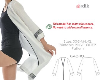 Kimono Style Dress or Bath and Beach Robe PDF Sewing Pattern With Video ...