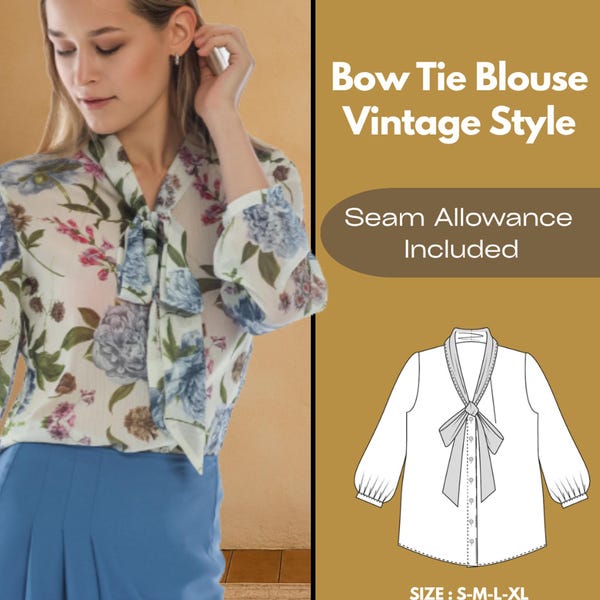 Bow Blouse Pattern - Etsy