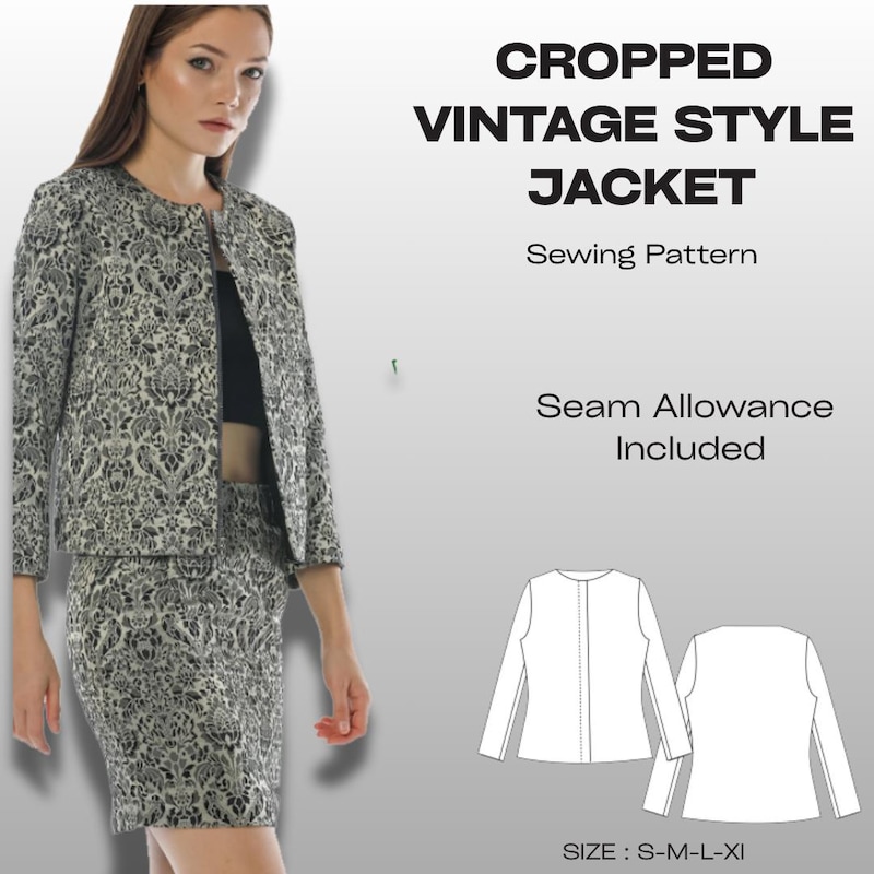 Cropped Jacquard Jacket - Etsy