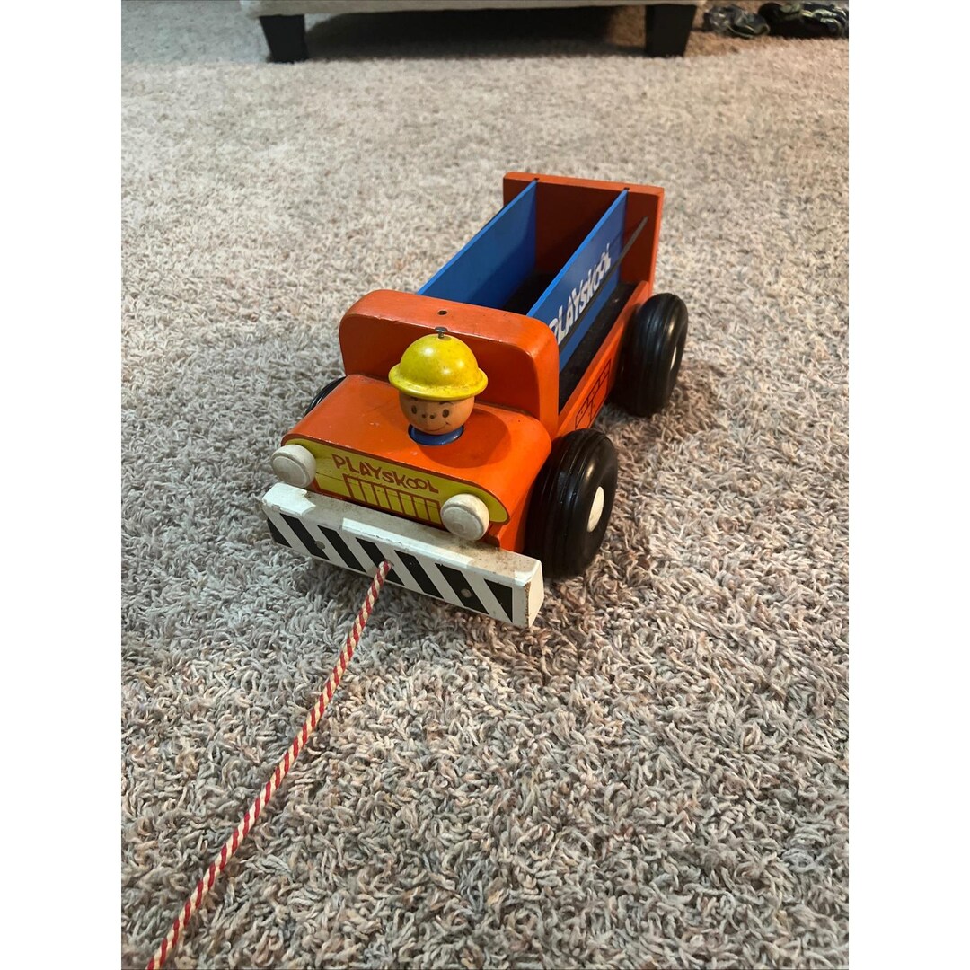 Playskool Vintage Wooden Dump Truck Traffic Control Railroad Toy 1960s ...