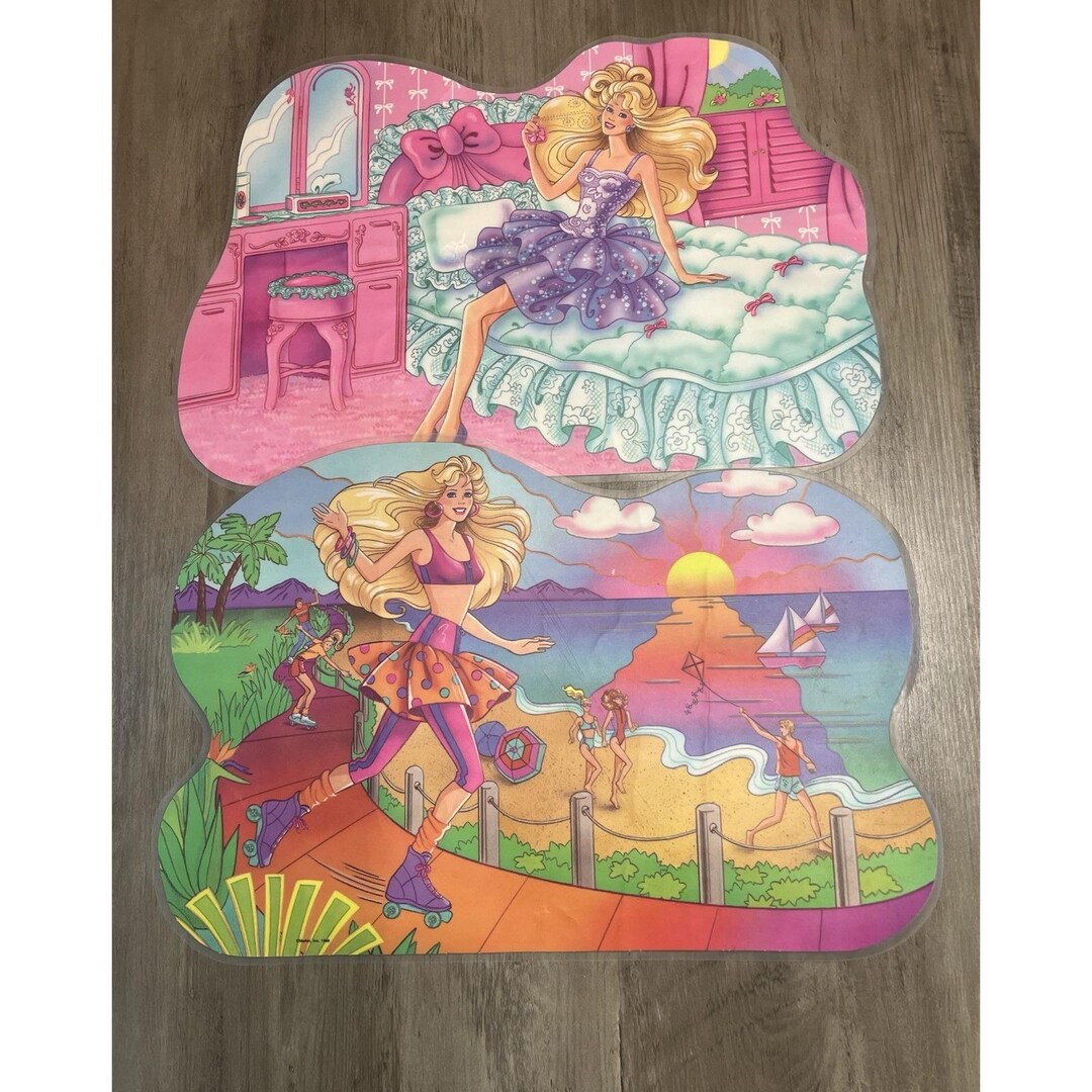 Mattel Barbie Vintage Activity Placemats Set of 2 1988 Reusable - Etsy