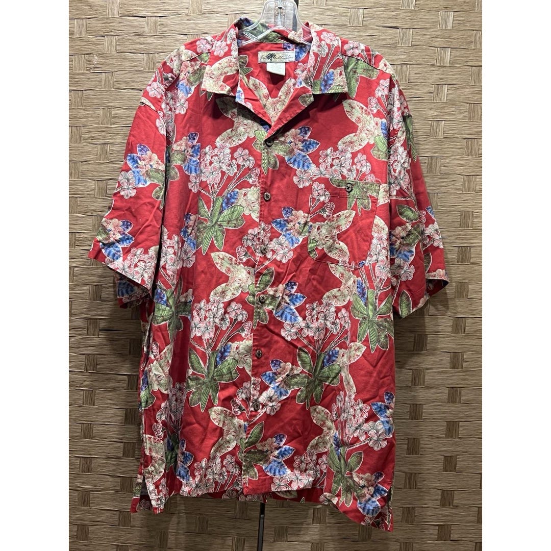 Joe Marlin Vintage Men's Hawaiian Shirt Sz 3X Red Tropical Floral Very ...