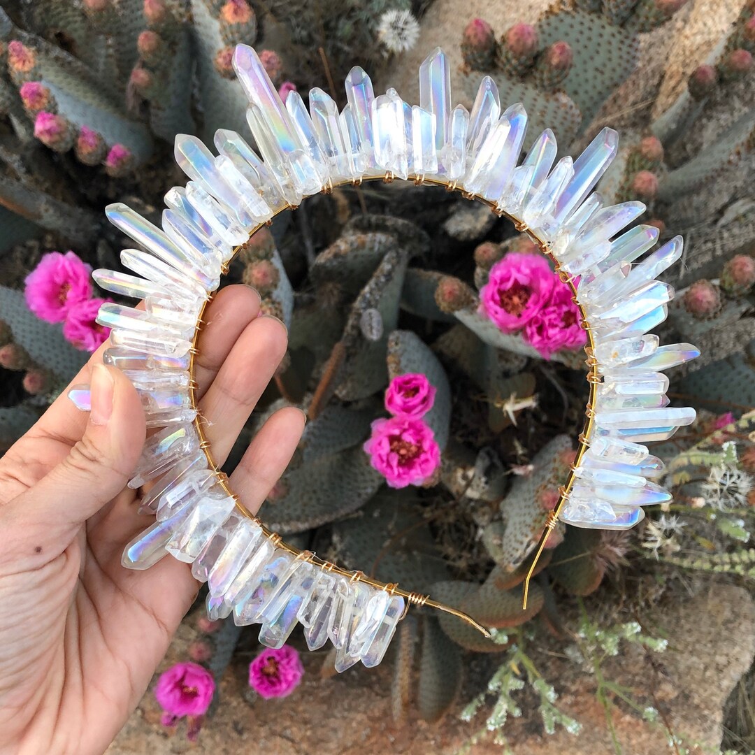 Wedding Crystal Crown, the Aphrodite Crown, Quartz Headpiece, Halo ...