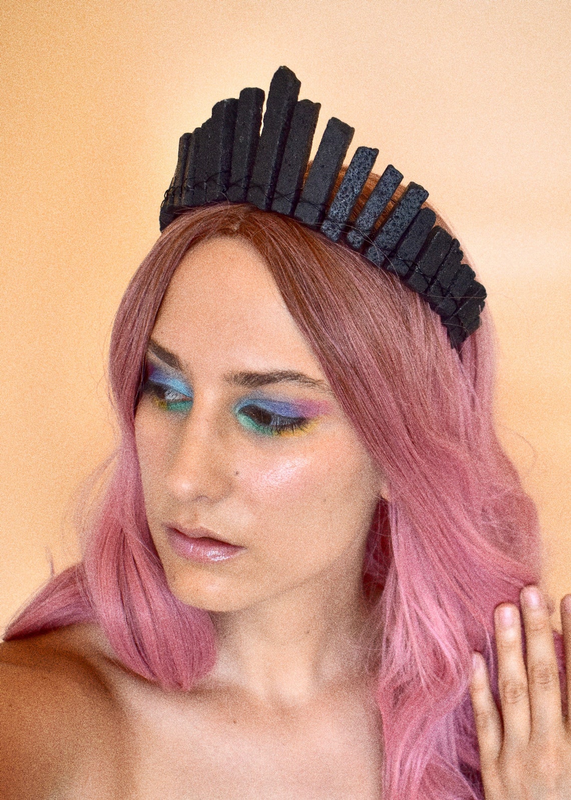 The Black Lava Crown goth Crystal Crown Goth Crown Witch | Etsy