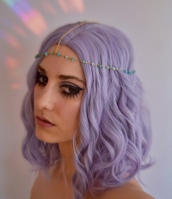 Turquoise Head Chain Blue Green Headchain Hippie Crystal - Etsy