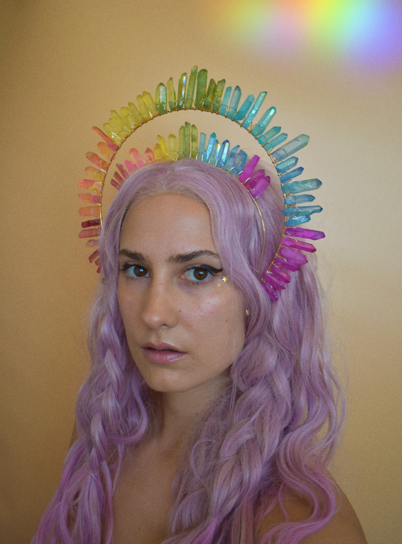Rainbow Double Halo Crown 7 Chakra Crystal Quartz Eclectic - Etsy