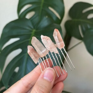 Rose Crystal Quartz Comb, Pink Mystic Quartz Comb, Crystal Quartz Bun ...