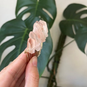 Rose Crystal Quartz Comb, Pink Mystic Quartz Comb, Crystal Quartz Bun ...